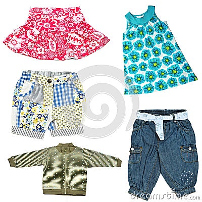 Different child`s clothes stock image. Image of fabric - 7380275