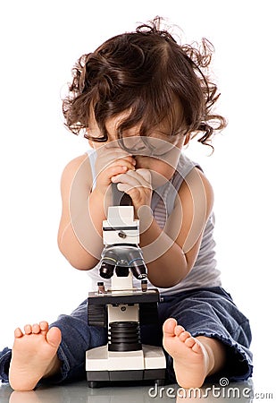Baby With Microscope. Stock Photo | CartoonDealer.com #4125630