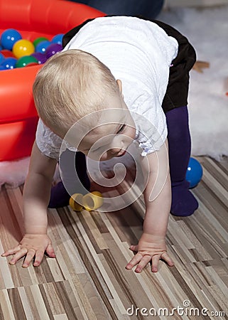 Baby in front of door stock image. Image of curiosity - 16407219