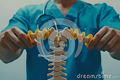 Back Pain Relief Concept Explained By Chiropractor Using Lumbar Spine ...