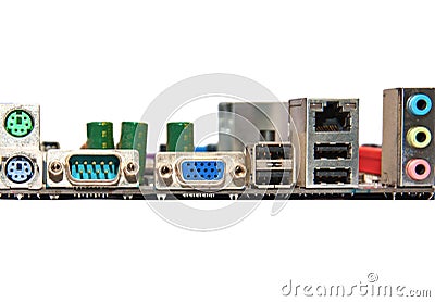 Back Panel Connectors Of The Modern Computer Motherboard Royalty Free ...