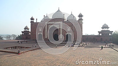 Back Side View of Taj Mahal, with Tourists through Pation in Front ...