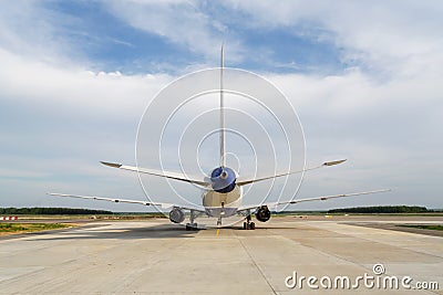 Back View Of Airplane Standing On Runway Stock Photography - Image ...