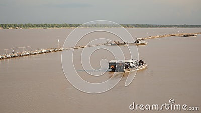 Back View of a Ferry Boat with Passengers Crossing the River Stock ...