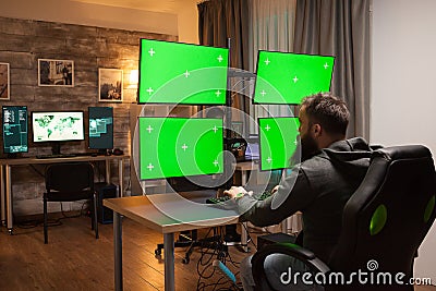 Back View Of Hackers In Front Of Computer Stock Photography ...