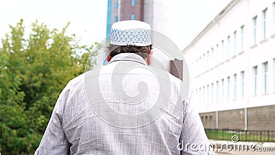 Back View of Handsome Muslim Man Who Walking in City Stock Footage ...