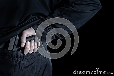 Back View Of Pistol Being Pull Out Of Pants By Male Hand Royalty-Free ...