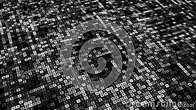 Background With Cells And Changing Numbers. Animation. Computer Field With Generated Numbers And ...