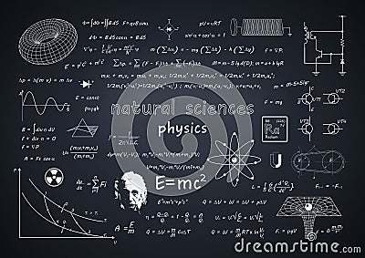 Background Of A Chalk Board Covered With Written Physical Formulas ...