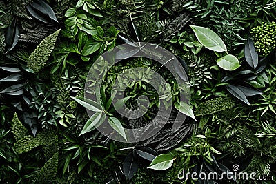 Background Of Green Various Plants, Top View. Biodiversity. Ecosystem ...