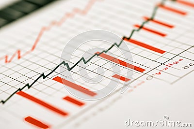 The Background Is A Grid With Declining Line And Bar Graphs. A 3D ...