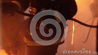 Background Image of Firefighters - Rescuers Moving Inside a Burning ...