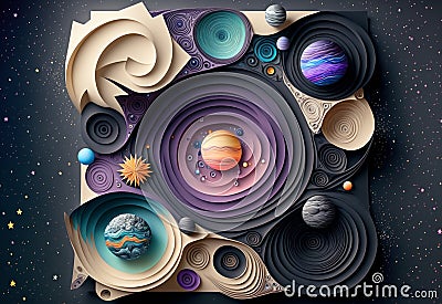Background With Origami Representation Of Galaxy. Solar System In ...