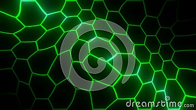 Background with Pattern of Neon Hexagons. Motion. Neon Lines in Moving ...