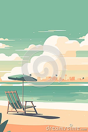 Background Template For Beach Themed Poster Design. Cartoon Vector ...