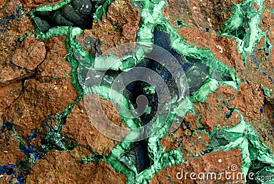 Background, Texture: Surface Of A Block Of Copper Ore With Veins And ...