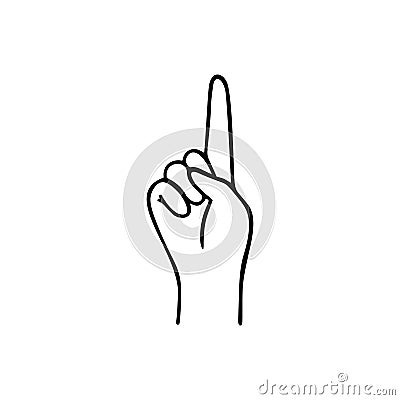 Backhand Index Pointing Up Gesture Human Hand. Vector Doodle ...