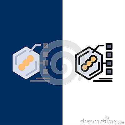 Bacteria, Biochemical, Examination, Form, Life Icons. Flat And Line ...