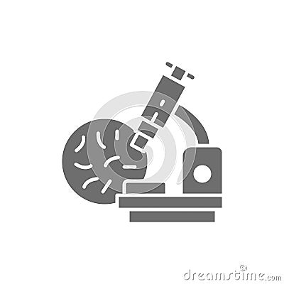 Bacteria Under The Microscope, Probiotics Grey Icon. Cartoon Vector ...