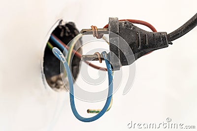 Badly Wired Plug Showing Bad And Wrong And Dangerous Connection Stock ...