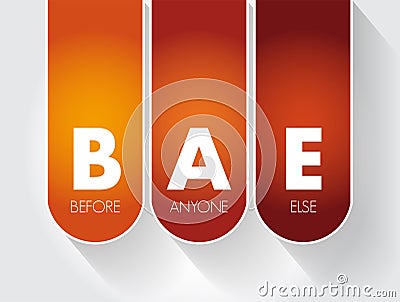 BAE - Before Anyone Else Acronym Text Concept For Presentations And ...