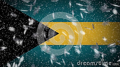 Bahamas Flag Falling Snow Loopable, New Year and Christmas Background ...