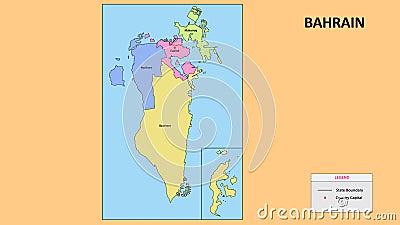 Bahrain Map. State And District Map Of Bahrain. Political Map Of ...