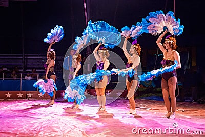 Bailarines De La Fan Del Circo Imagen de archivo editorial - Imagen ...