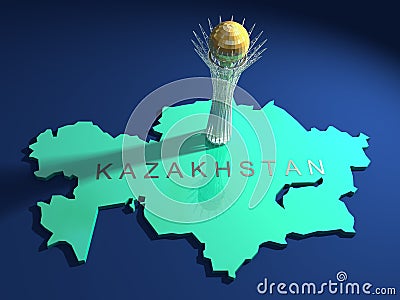 Baiterek Tower On A Map Of Kazakhstan Stock Photography | CartoonDealer ...