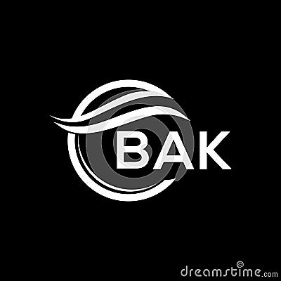 BAK Letter Logo Design On Black Background. BAK Creative Circle Letter ...
