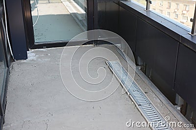 Balcony Floor Drainage System Under Construction. House Balcony Drain ...