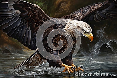 Bald Eagle Swooping In And Catching A Fish Royalty-Free Illustration ...