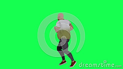 Bald Fat Man Running in Circle on Green Screen Stock Footage - Video of ...