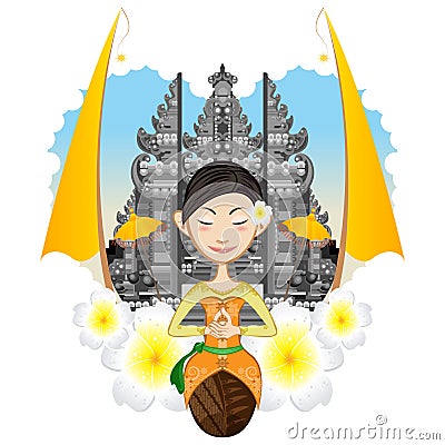 Balinese Girl Cartoon Vector | CartoonDealer.com #38008531