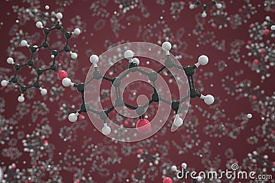 Molecule Of Anthrone, Ball-and-stick Molecular Model. Science Related ...