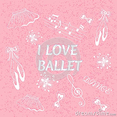Ballet Doodle Vector Illustration. I Love Ballet | CartoonDealer.com ...