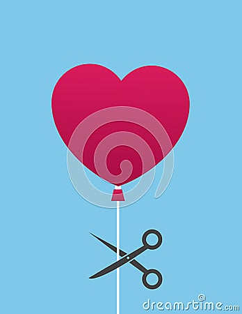 Balloon Scissor Cut Heart Cartoon Vector | CartoonDealer.com #40711723