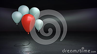 Balloons In A Dark Virtual Backgrounds. A 3D Render With Copy Space ...