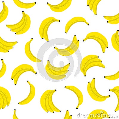 Banana Vector Seamless Pattern. Bunches Of Fresh Yellow Bananas With ...