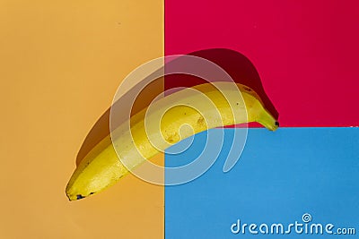 Banana In Vibrant Colors Background, With Squares And Rectangular ...