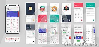 Banking App Ui Kit For Responsive Mobile App Or Website With Different Layout. Stock Photography ...