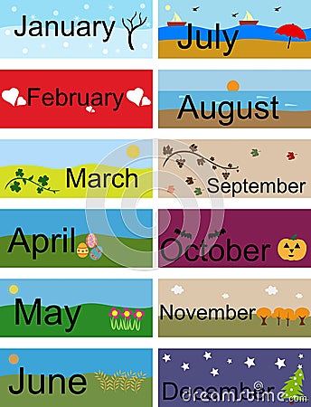 Banner For Months Of The Year Cartoon Vector | CartoonDealer.com #81829205