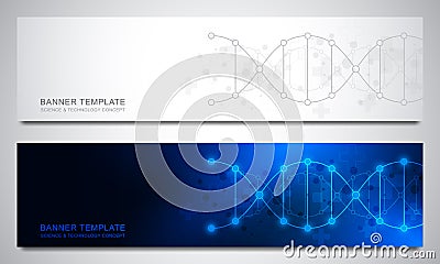 Banners And Headers For Site With DNA Strand And Molecular Structure ...