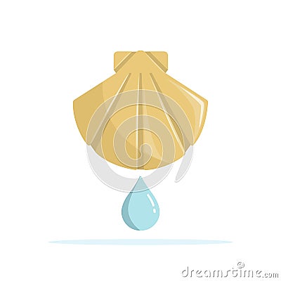 Baptismal Shell Icon And A Water Drop Cartoon Vector | CartoonDealer ...