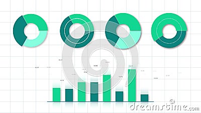 Bar and circular graphs. stock footage. Video of data - 262056390