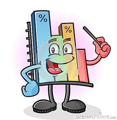 Bar Graph Cartoon Character With Pointer Stock Vector - Image: 59906997