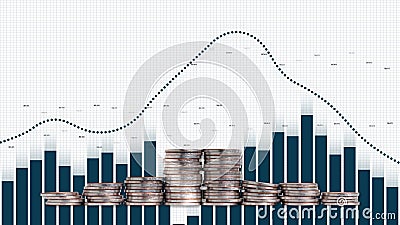 Bar Graph and Line Graph Where the Rise and Fall Repeat. Stock Footage ...
