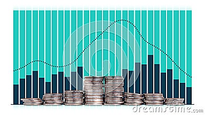 Bar Graph and Line Graph Where the Rise and Fall Repeat. Stock Footage ...