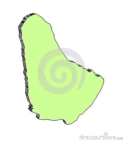 Barbados Island In 3D Render Silhouette Vector Illustration ...