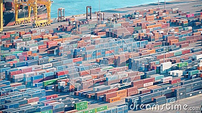 BARCELONA, SPAIN - CIRCA 2019: Cargo Port in Barcelona. Port Container ...